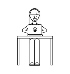 Person using computer icon Royalty Free Vector Image