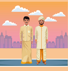Indian men avatar cartoon character Royalty Free Vector