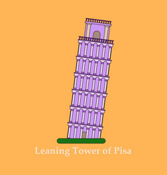 Leaning tower of pisa graphical hand-painted Vector Image