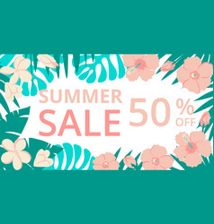 Circle blank sign with tropical background Vector Image