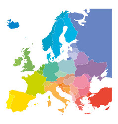 Blank outline map europe simplified wireframe Vector Image
