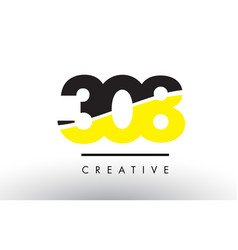 308 black and white lines number logo design Vector Image
