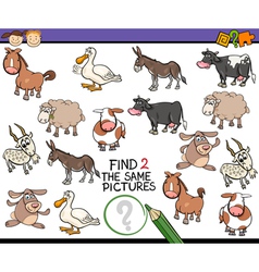 Find same picture game cartoon Royalty Free Vector Image