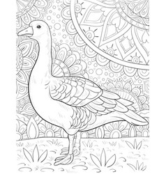 Coloring page of funny farm goose Royalty Free Vector Image