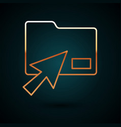 Blue line cursor click document folder icon Vector Image