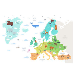 Animals on map europe Royalty Free Vector Image