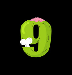 Number 1 zombie monster font one bones and brains Vector Image
