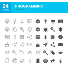 Machine learning line web glyph icons Royalty Free Vector
