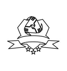 Shield secure hand commitment teamwork together Vector Image