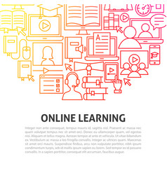 Online education line template Royalty Free Vector Image