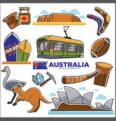Australia travel destination poster with country Vector Image