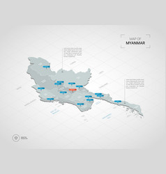 Myanmar higt detailed map with subdivisions Vector Image