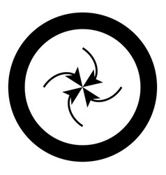 Four arrows in loop in center icon black Vector Image