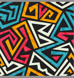 Graffiti geometric seamless pattern with grunge Vector Image