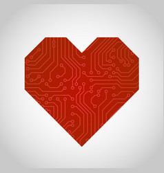 Computer heart with motherboard Royalty Free Vector Image
