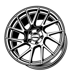 Car wheels rims line art silhouette Royalty Free Vector