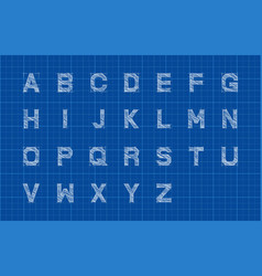 Blueprint style alphabet set 1 Royalty Free Vector Image