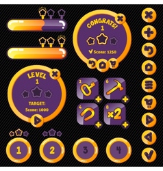 Game cartoon stars crystal golden gui buttons Vector Image