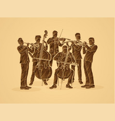 Orchestra player group of musician music band Vector Image