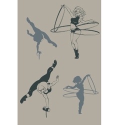 Pinup circus artist silhouette inkpen hooper Vector Image