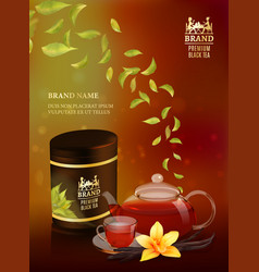 Tea advertising flyer poster or banner template Vector Image