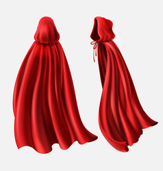 Realistic set of red cloaks with hoods Royalty Free Vector