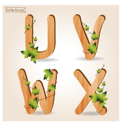 Wooden leaves letter b Royalty Free Vector Image