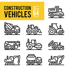 Construction vehicle and transport outline color Vector Image