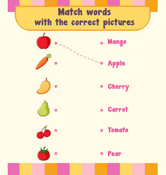Match the words with the correct pictures Vector Image
