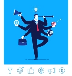 Multitasking Businessman Office Worker Making Vector Image