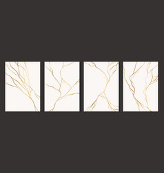 Set gold kintsugi poster design japanese art Vector Image
