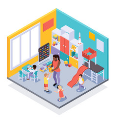 Kindergarten Flat Composition Royalty Free Vector Image