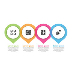 Set processor with cpu hierarchy organogram chart Vector Image