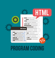 Cartoon page html coding web Royalty Free Vector Image