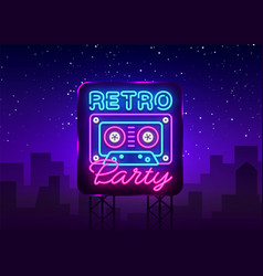 Retro party neon poster card or invitation Vector Image