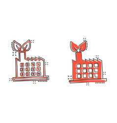 Factory ecology icon in comic style eco plant Vector Image