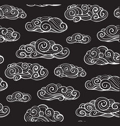 Seamless pattern clouds line art background Vector Image