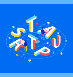 Startup mobile app design concept Royalty Free Vector Image