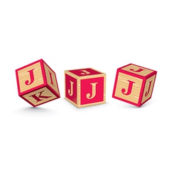 Letter M wooden alphabet block Royalty Free Vector Image