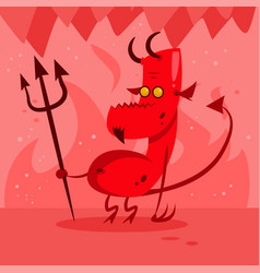 Devil in hell cartoon character Royalty Free Vector Image
