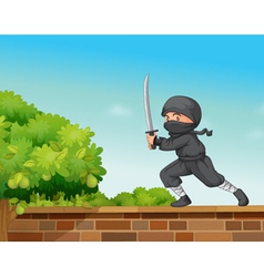 Cartoon ninja running Royalty Free Vector Image