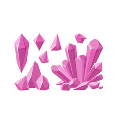 Pink crystal stones like amethyst quartz set Vector Image
