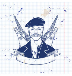 Hand drawn sketch french man Royalty Free Vector Image