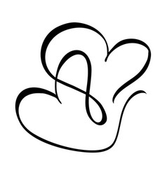Hand drawn two heart love sign romantic Royalty Free Vector