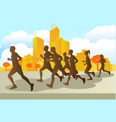 Three silhouettes of running women Royalty Free Vector Image