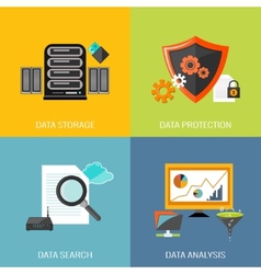 Big data analytics flat icons Royalty Free Vector Image