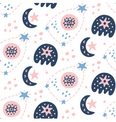 Seamless childish pattern with cats on moons and Vector Image