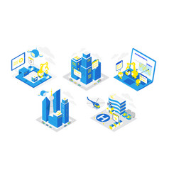 Devops software development icon set coding Vector Image