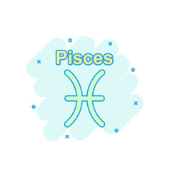 Cartoon pisces zodiac icon in comic style Vector Image
