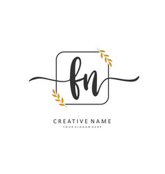 F n fn initial handwriting logo letter Royalty Free Vector